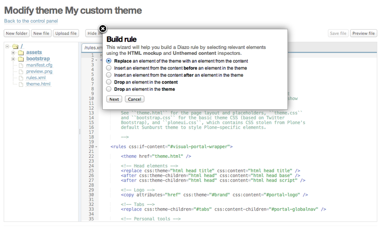 Adding a Diazo rule using the new theme editor.